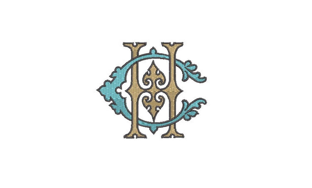 Antique C H Monogram or H C - Machine Embroidery File Design - 3x3 Inch ...