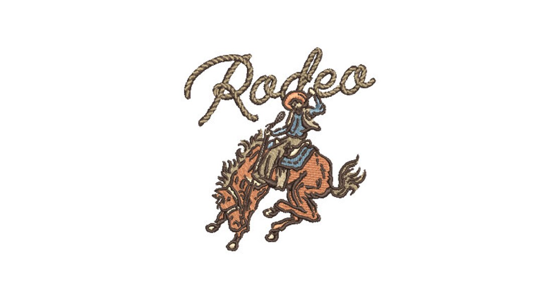 Rodeo Cowboy Saddle Bronc Rider Machine Embroidery File Design - 4x4 ...