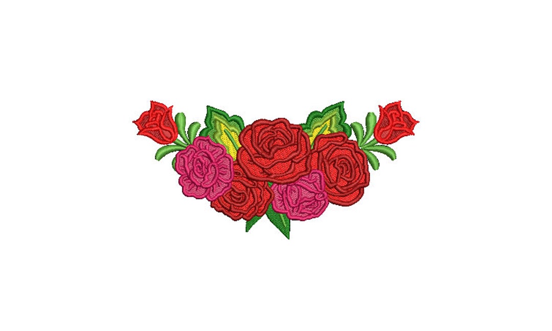Mexican Roses Folksy Machine Embroidery File Design 5 X 7 Inch Hoop ...