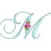 Pretty Rose Script LETTER M Machine Embroidery File Design - 6 X 10 ...