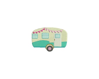 Applique Retro Caravan Machine Embroidery Design Pattern 5x7, 6x10 ...