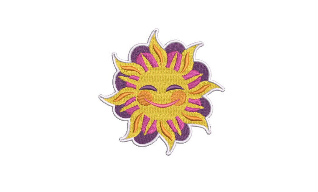 Happy Sun Machine Embroidery File Design 4x4 Inch Hoop - Etsy