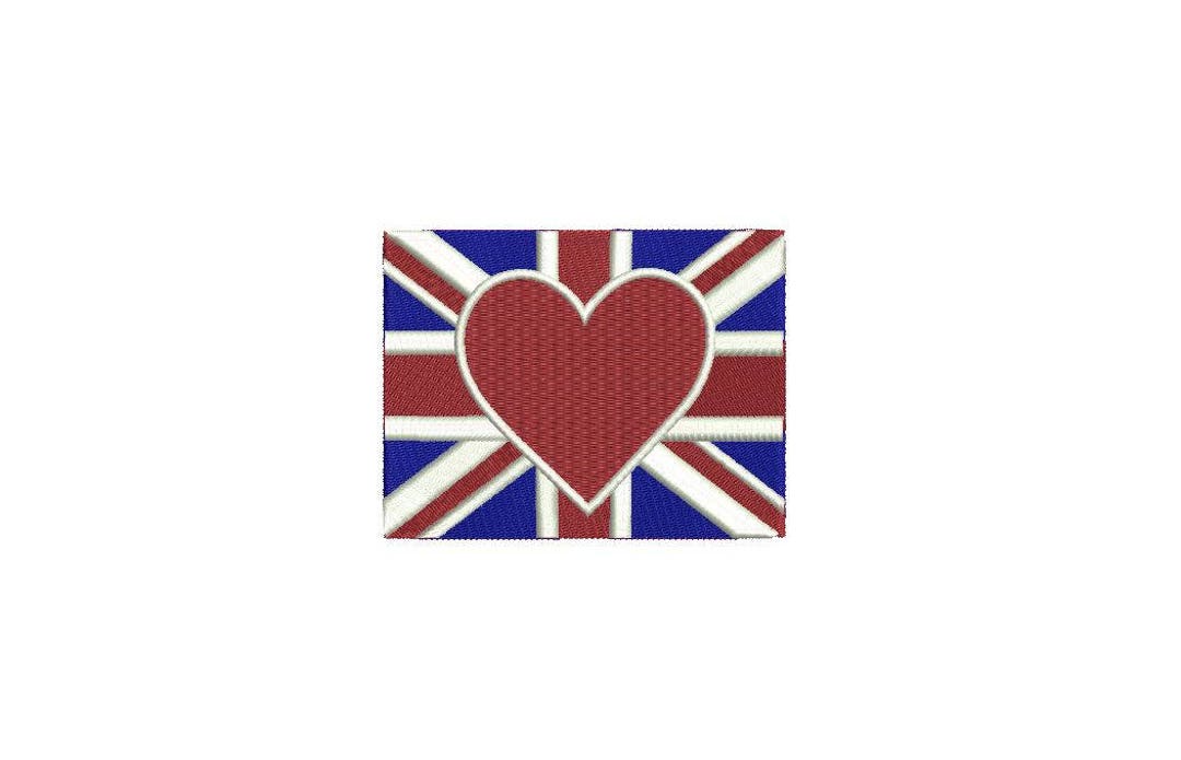 Union Jack Flag Heart 9.5cm - Machine Embroidery File Design 4 X 4 Inch ...