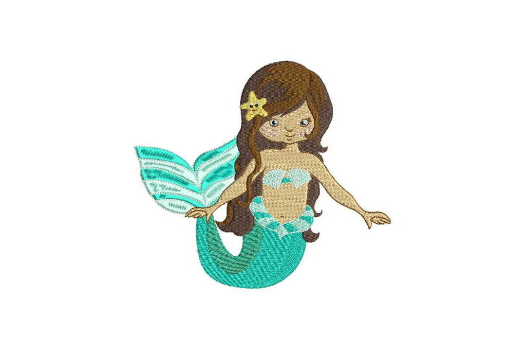 Mermaid Embroidery - Machine Embroidery Boho Beautiful Mermaid Machine ...