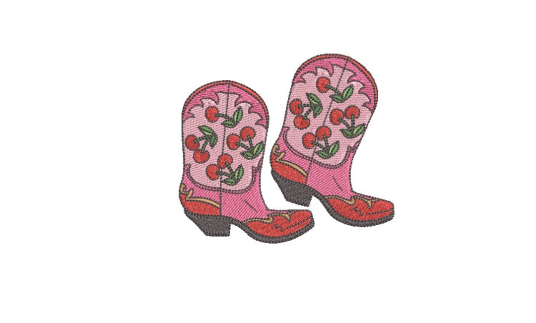 Cowboy Cherry Boots Machine Embroidery File Design - 4x4 Inch Hoop ...