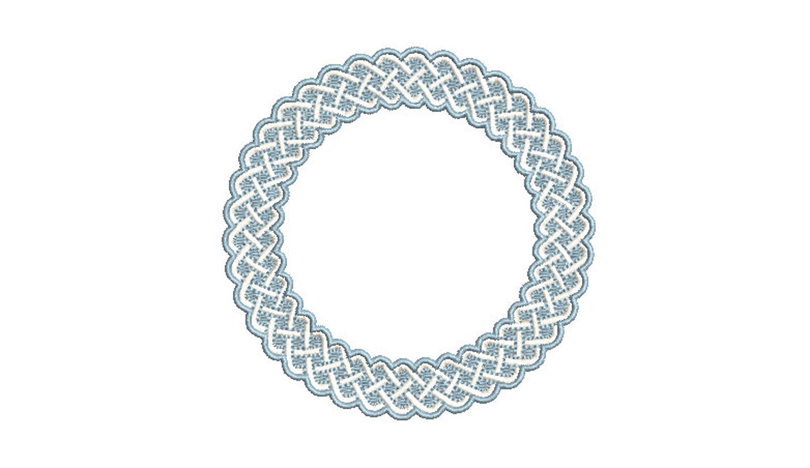 Basket Weave Round Monogram Frame Machine Embroidery File - Etsy