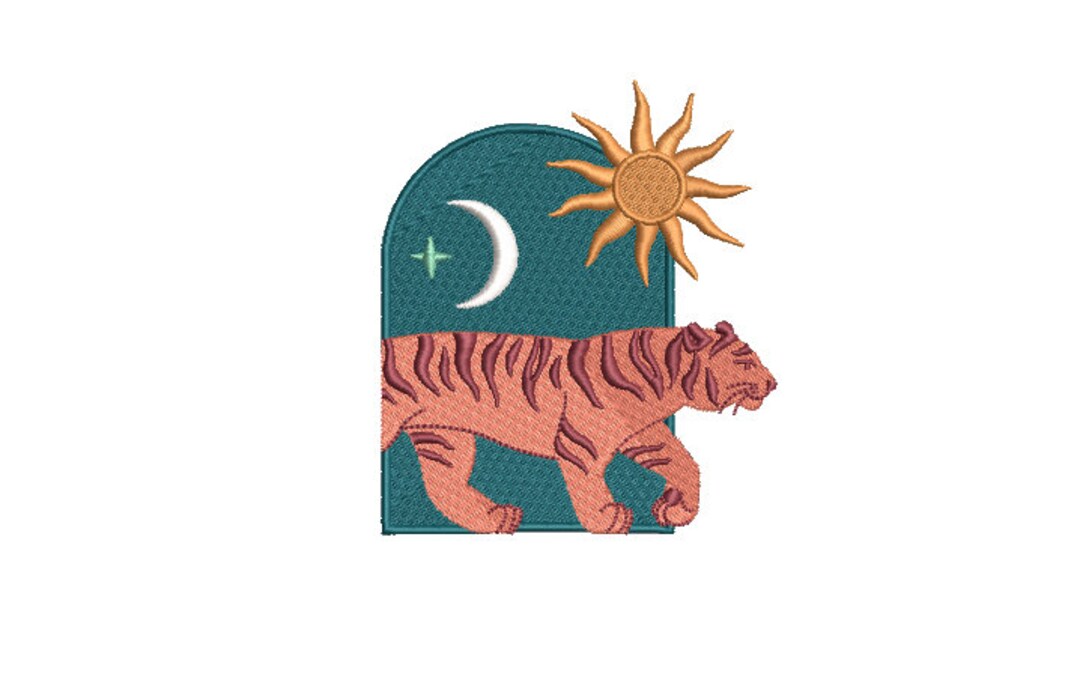 Tiger Embroidery Design - Tiger Arch Moon Star Sun Machine Embroidery ...