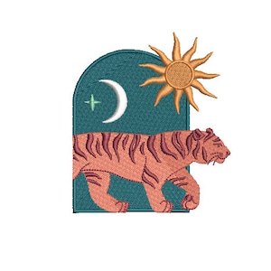 Tiger Embroidery Design - Tiger Arch Moon Star Sun Machine Embroidery ...