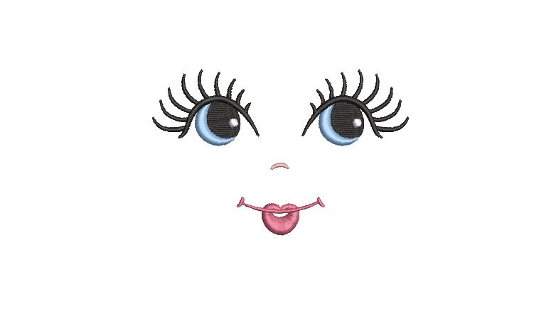 Ith In The Hoop Big Lashes Doll Face Machine Embroidery File Design 4x4 Inch Hoop Doll