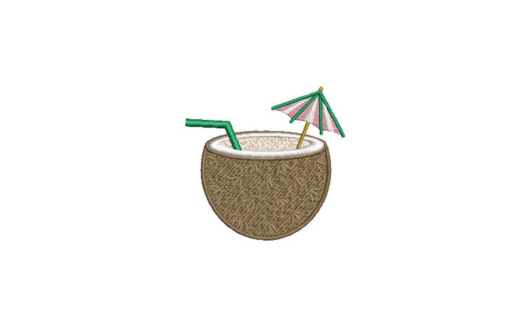 Coconut Machine Embroidery File Design - 3 X 3 Inch Hoop - Cocktail ...