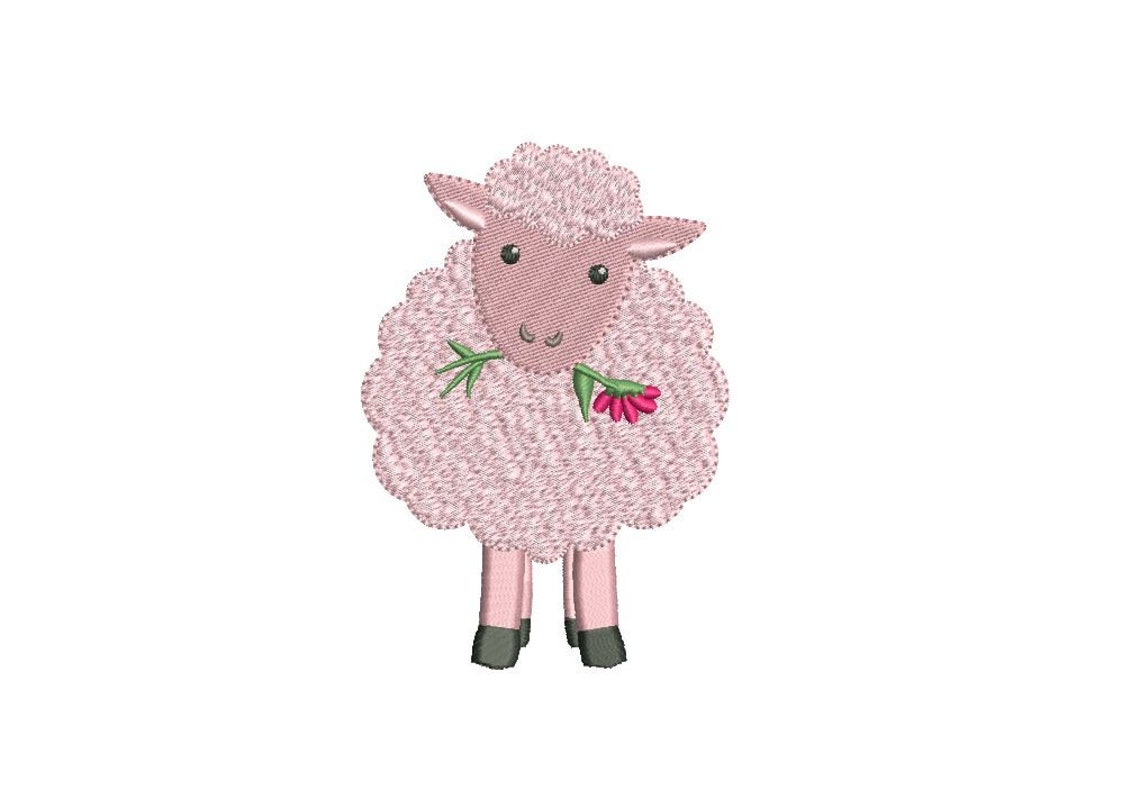 Pink Sheep - Machine Embroidery File Design - 4x4 Inch Hoop - Lamb ...