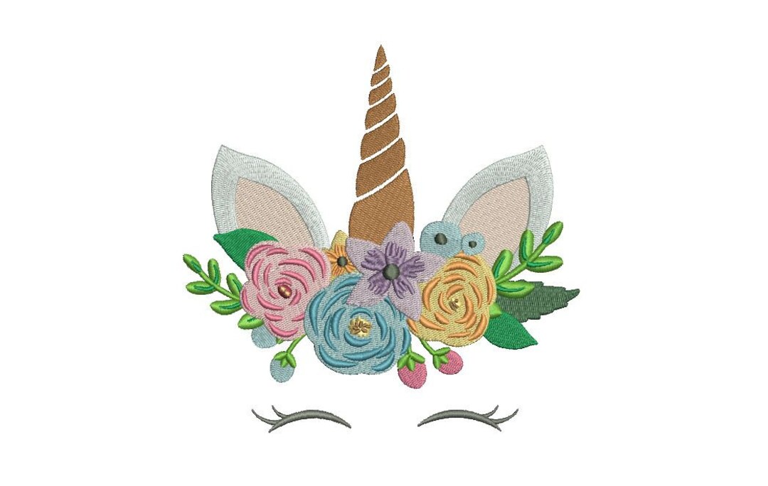 Unicorn Embroidery Design - Machine Embroidery Unicorn Face Flowers 1 ...
