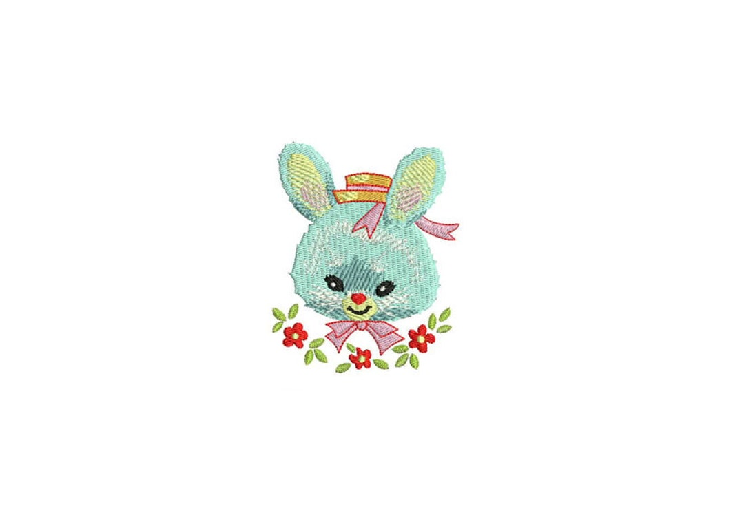 Vintage Bunny Machine Embroidery File Design 4x4 Inch Hoop - Instant ...