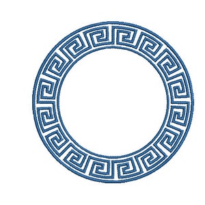 Greek Key Circle Monogram Frame Machine Embroidery File | Etsy