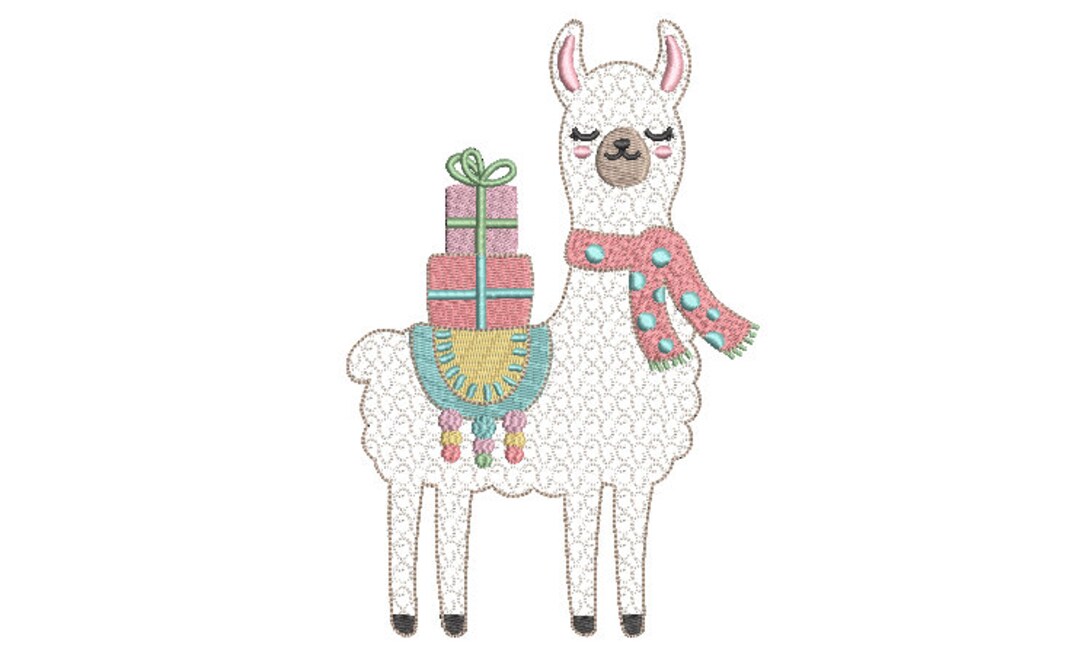 Llama Presents - Machine Embroidery File Design 5x7 Inch Hoop - Fancy ...