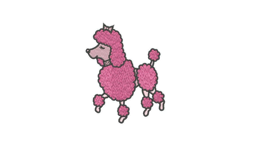 Machine Embroidery Pink Poodle Machine Embroidery File Design 4x4 Inch ...