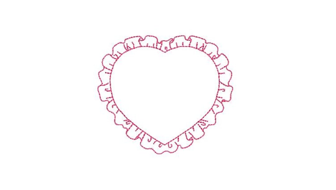 Ruffle Heart Frame Machine Embroidery File Design - 4 X 4 Inch Hoop ...