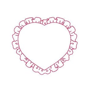 Ruffle Heart Frame Machine Embroidery File Design - 4 X 4 Inch Hoop ...