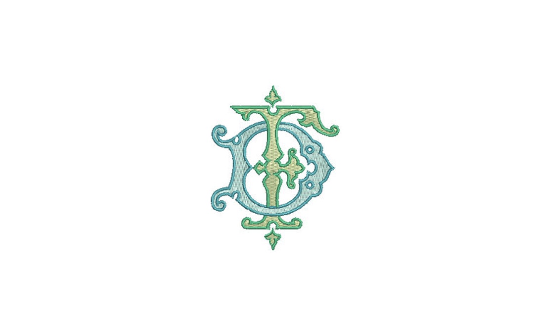 Antique D F Monogram or F D - Machine Embroidery File Design - 3x3 Inch ...