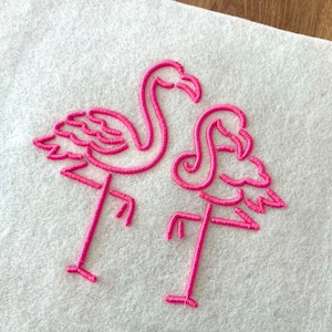 3D Puff Foam - Neon Flamingos Machine Embroidery File Design, 5x7 Hoop ...