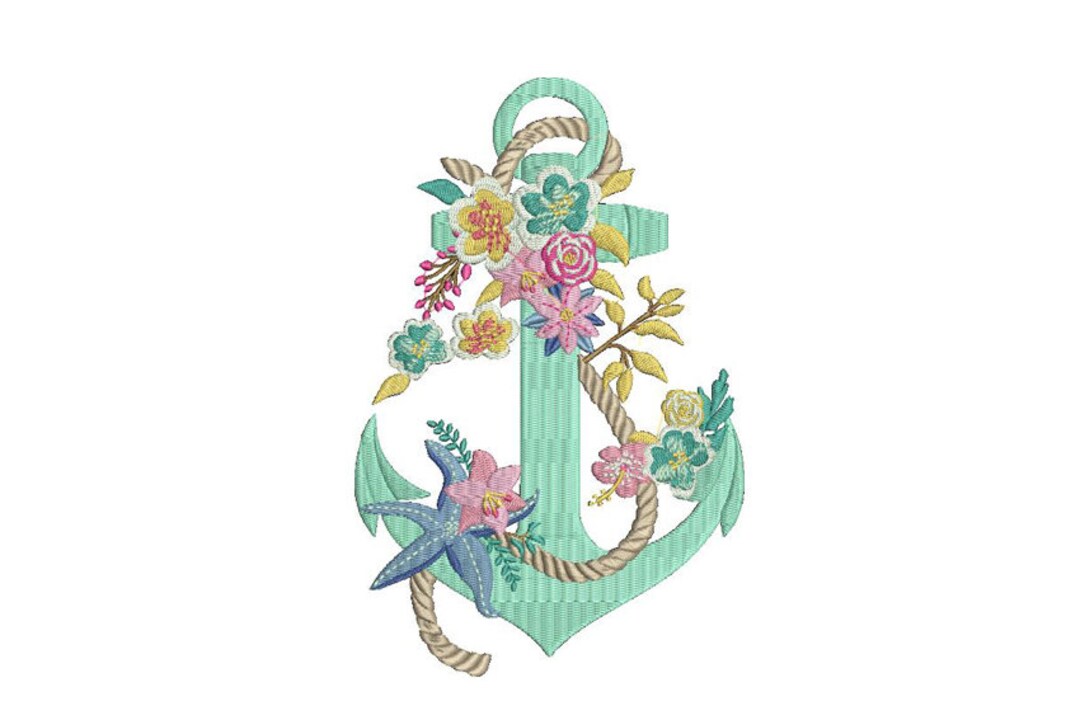 Anchor Embroidery - Machine Embroidery Bohemian Anchor Flowers Starfish ...