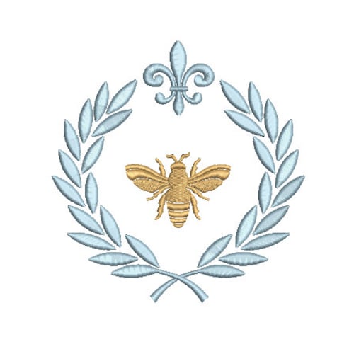 French Bee Laurel Monogram Frame embroidery File Design - Etsy
