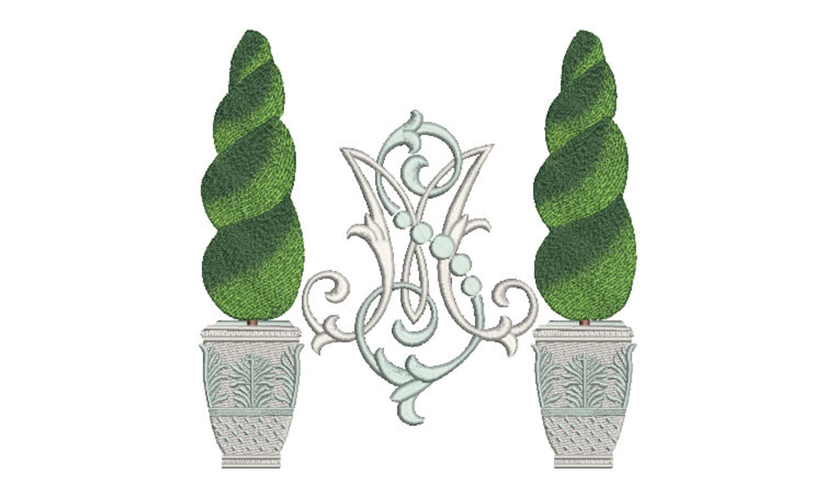 Topiary Monogram Frame Machine Embroidery File design 8 x | Etsy