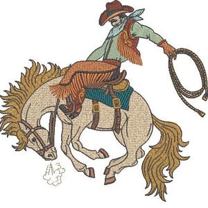 Rodeo Cowboy - Bucking Horse Machine Embroidery File Design - 8x8 Inch ...