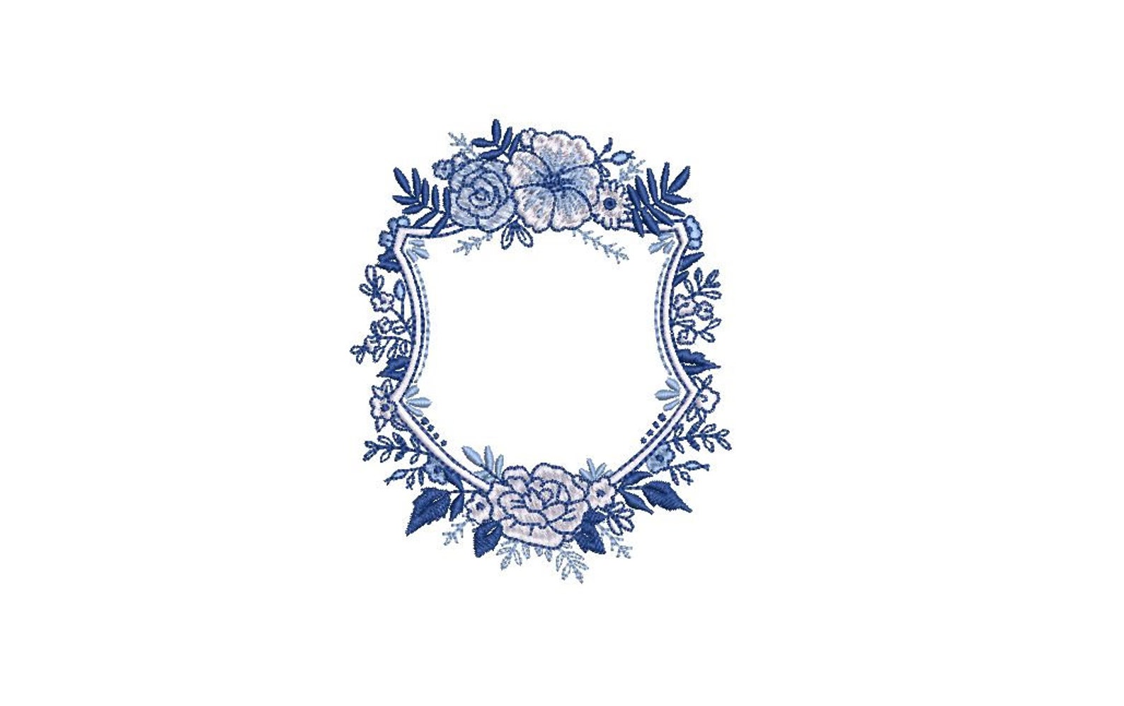 Blue & White Flower Crest Machine Embroidery File Design 4x4 - Etsy