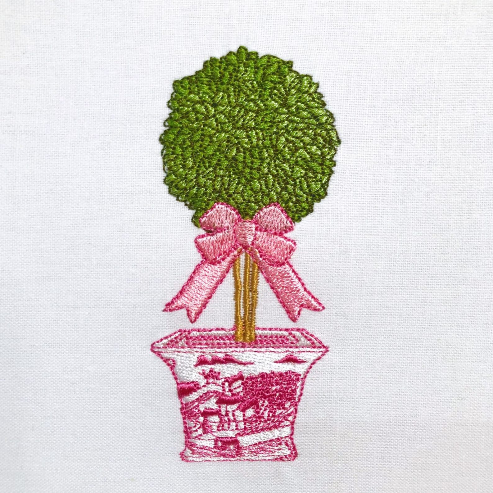 Chinoiserie Topiary Embroidery - Blue Willow - Machine Embroidery File ...