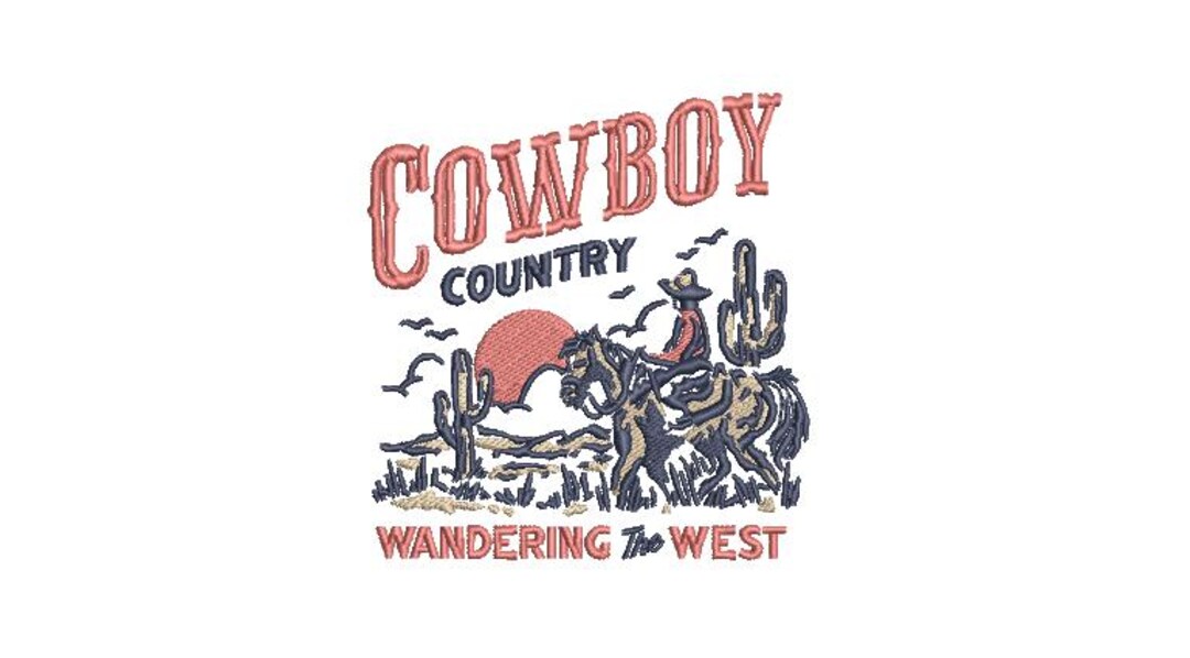Cowboy Country Western Machine Embroidery File Design - 4x4 Inch Hoop ...