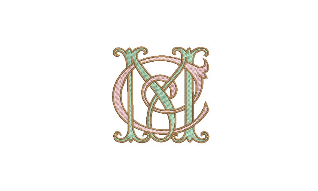 Antique C M Monogram or M C - Machine Embroidery File Design - 3x3 Inch ...