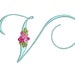 Pretty Rose Script LETTER V Machine Embroidery File Design - 5 X 7 Inch ...