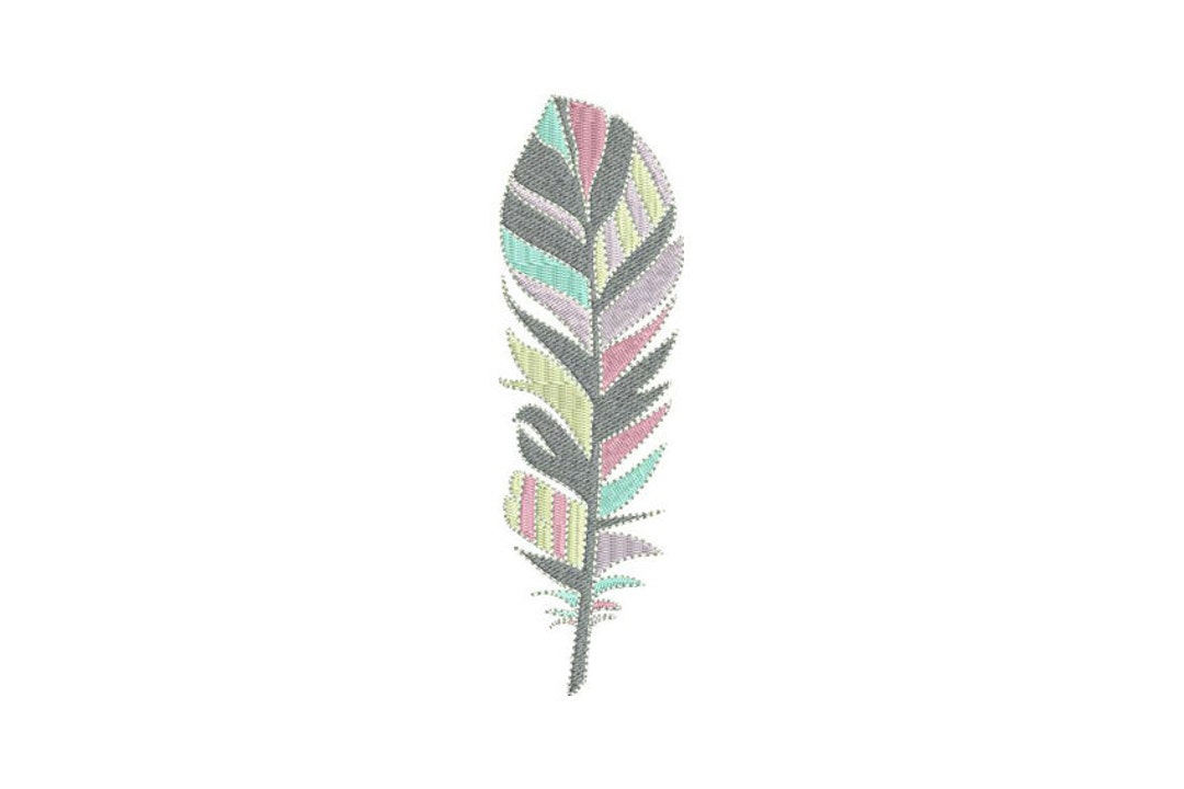 Machine Embroidery Whimsical Large Boho Feather Vintage Machine ...