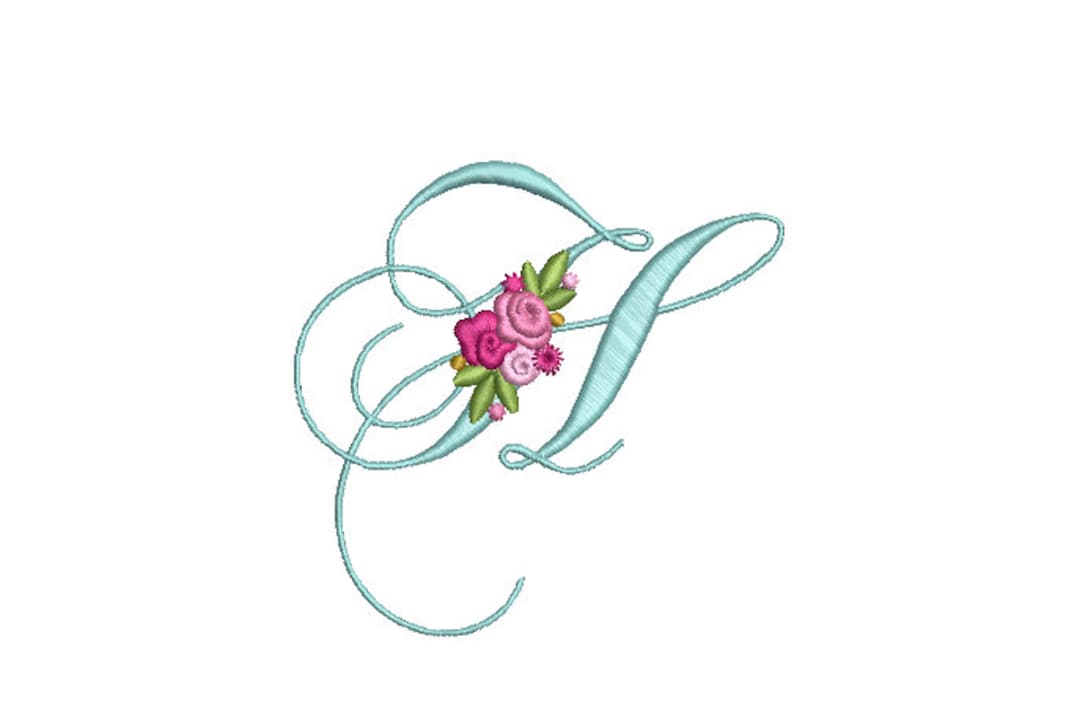 Pretty Rose Script LETTER H Machine Embroidery File Design - 5 X 7 Inch ...