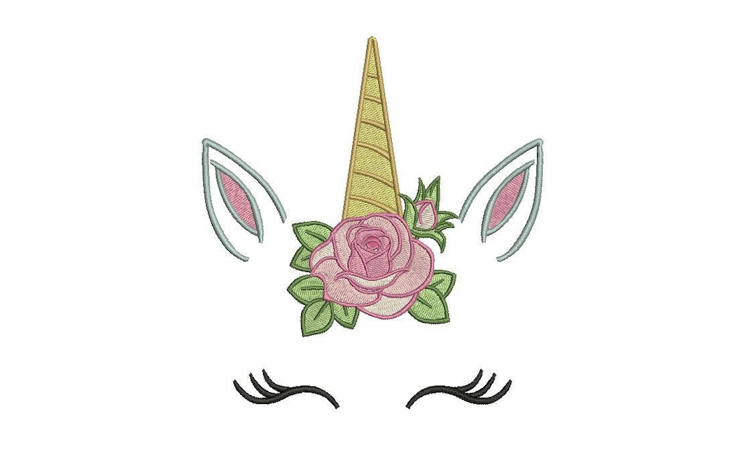 Unicorn Embroidery Design - Machine Embroidery Rose Unicorn Face ...