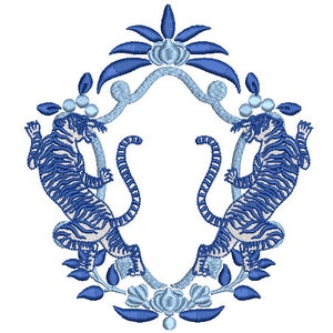 Tiger Crest Embroidery Design - Chinoiserie Machine Embroidery File ...