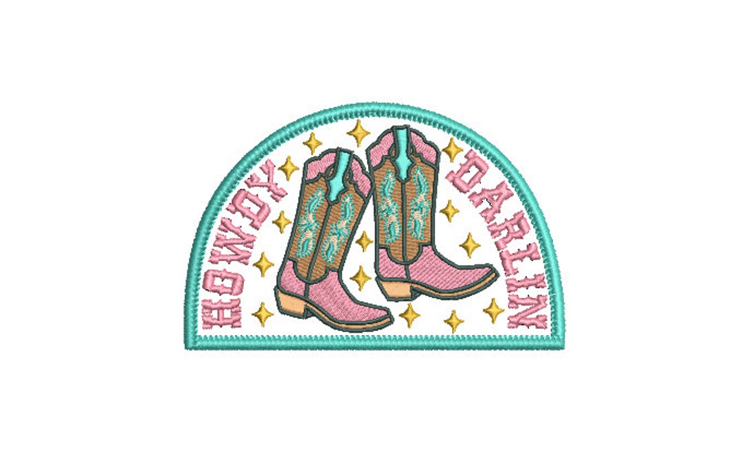 Howdy Darlin Boots Machine Embroidery File Design - 5x7 Inch Hoop ...