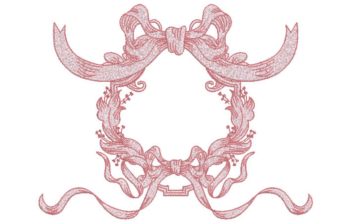Antique Bow Frame Machine Embroidery File Design - 8x12 Inch Hoop ...