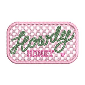 Howdy HONEY Machine Embroidery File Design - 5x7 Inch Hoop - Western Embroidered Patch Design ...