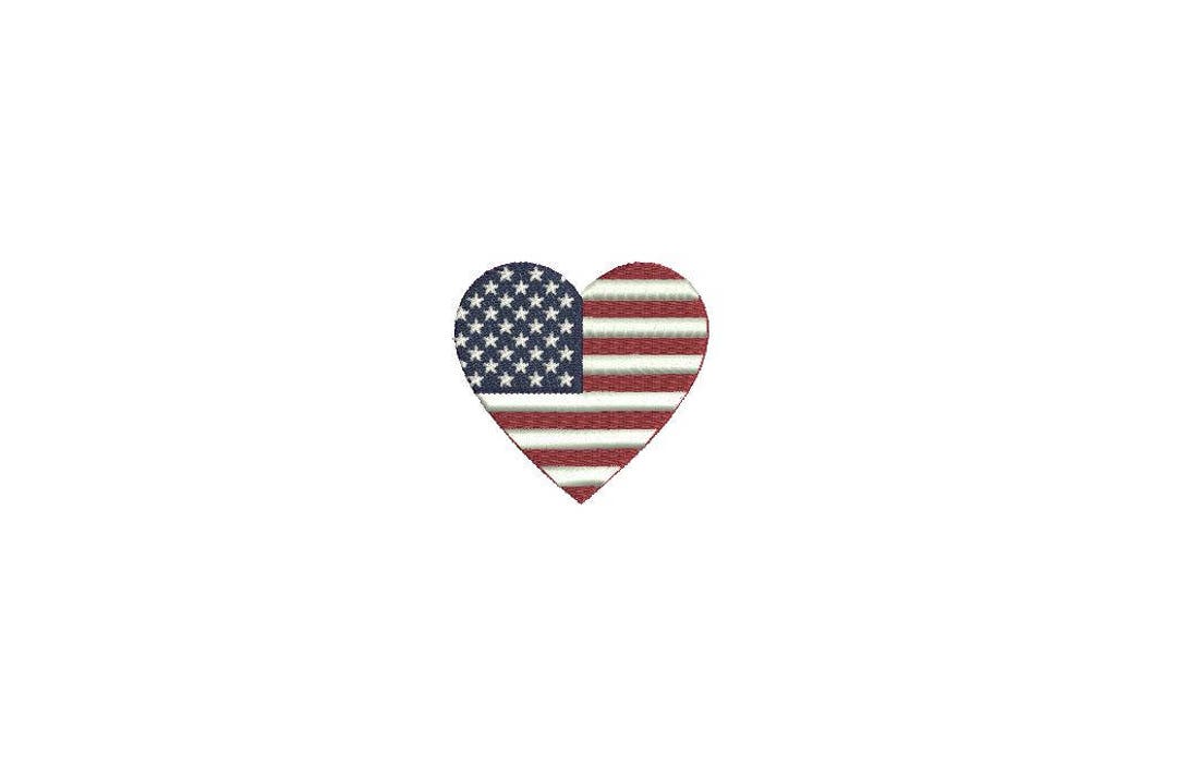 American Flag Heart Embroidery 6cm - Machine Embroidery File Design 4 X ...