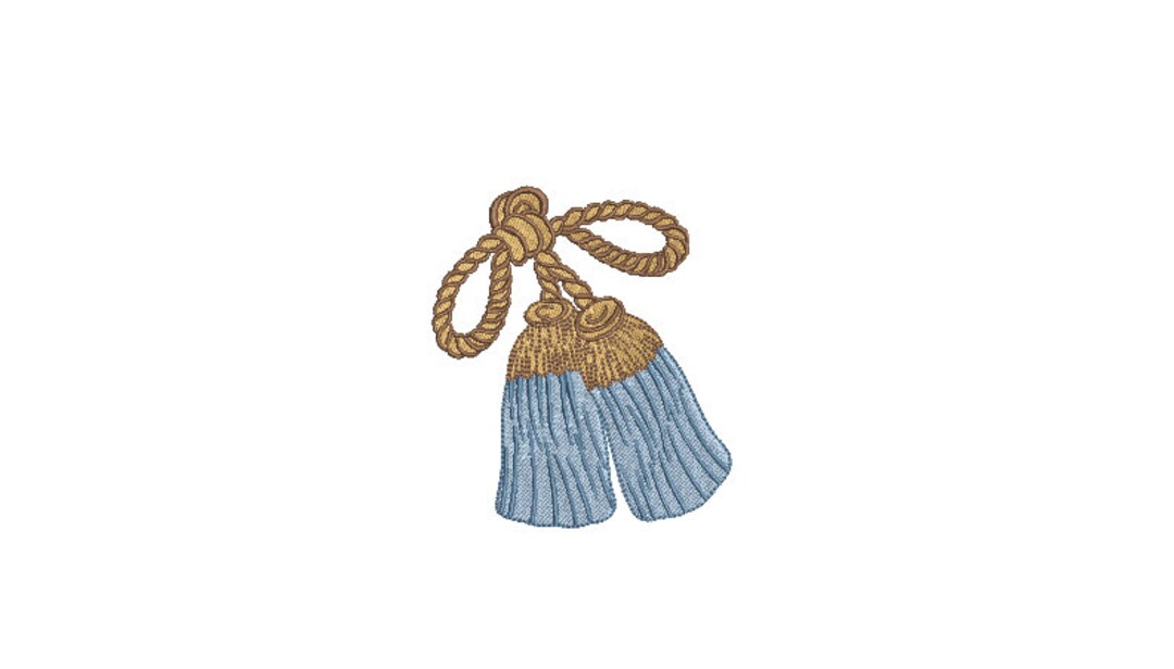 Blue Bow Tassels Machine Embroidery File Design - 4x4 Inch Hoop ...