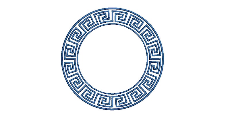 Greek Key Circle Monogram Frame Embroidery File Design 5x7 - Etsy