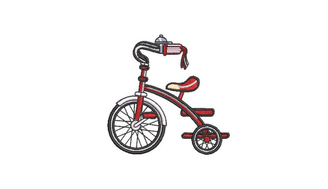 Red Tricycle Bike Machine Embroidery File Design - 4x4 Inch Hoop ...