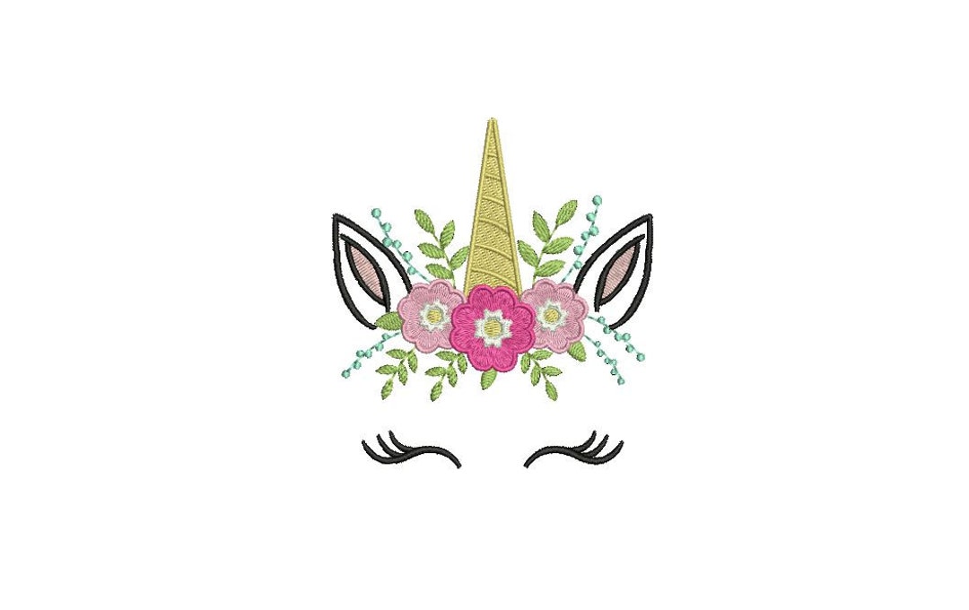 Machine Embroidery Unicorn Face Flowers Machine Embroidery File Design ...