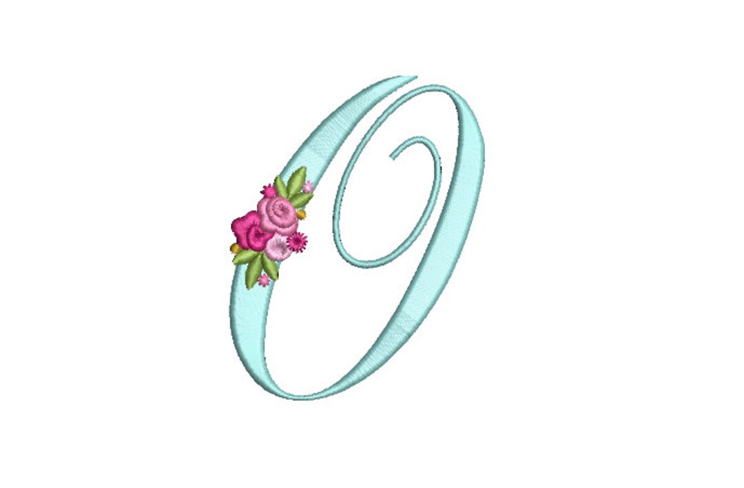Pretty Rose Script LETTER O Machine Embroidery File Design - 5 X 7 Inch ...