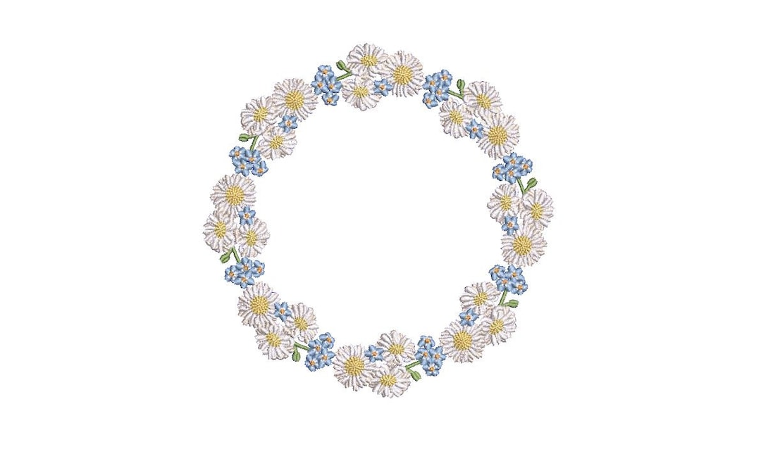 Forget Me Not - Daisy - Wreath Machine Embroidery File Design 5x7 Inch ...