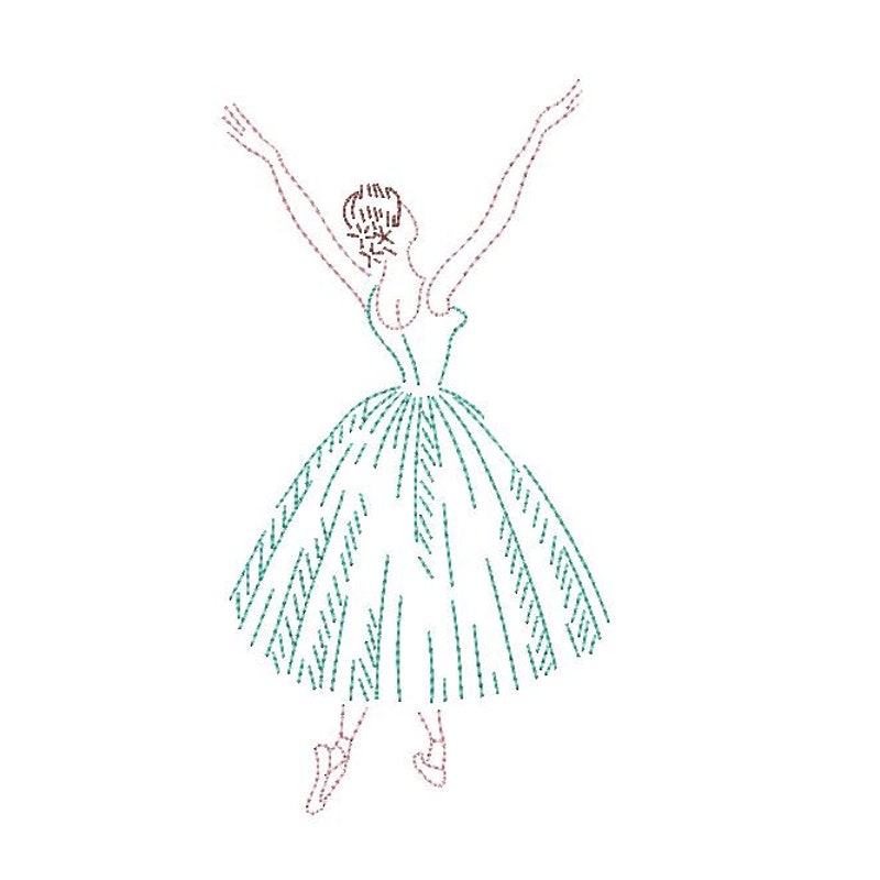 Vintage Ballerina Ballet Dancer - Machine Embroidery File design - 5x7 ...