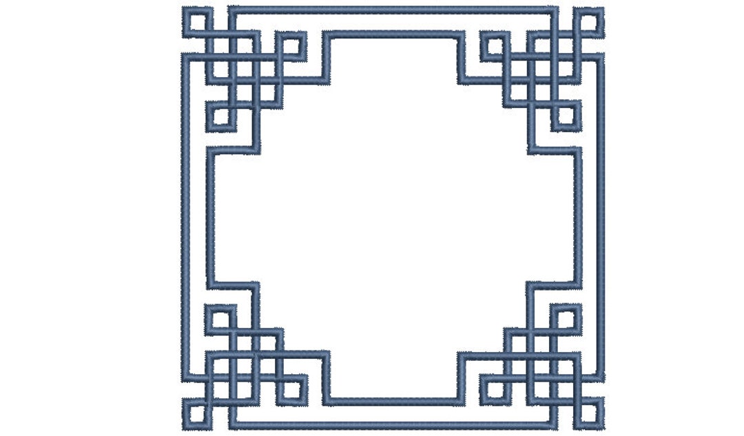 Greek Key Detailed Square Monogram Frame - Machine Embroidery File ...