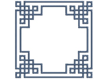 Greek Key Square Monogram Frame Machine Embroidery File | Etsy